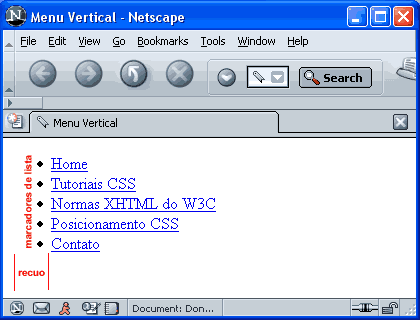 Tutorial CSS - Construção de um menu vertical